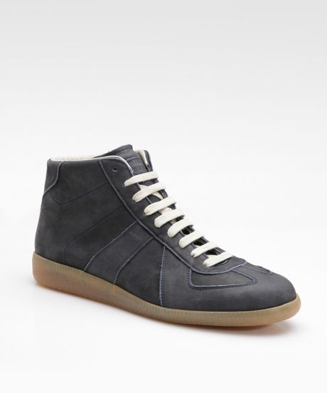 Maison Martin Margiela Leather High-top Sneakers in Blue for Men | Lyst