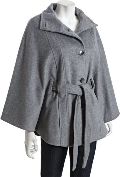 Calvin Klein Tin Wool Blend Belted Cape in Gray | Lyst