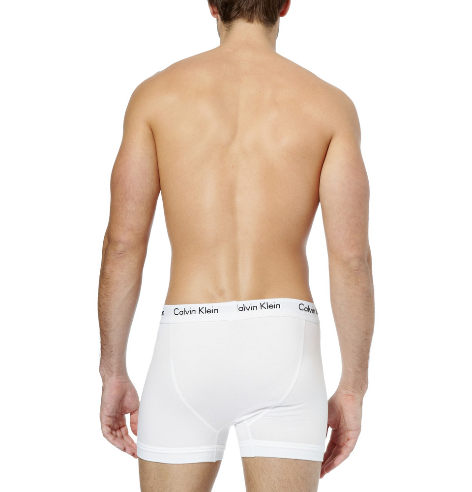 Lyst Calvin Klein Three Pack Cotton Blend Boxer Briefs In Red For Men