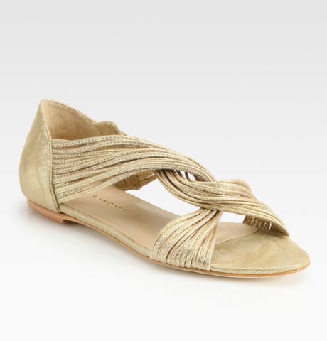 Loeffler Randall Flat Sandals in Gold | Lyst