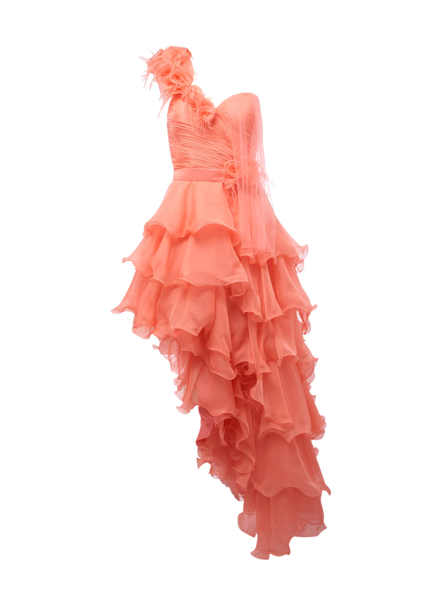 Forever unique Paloma One Shoulder Ruffle Dress in Orange | Lyst