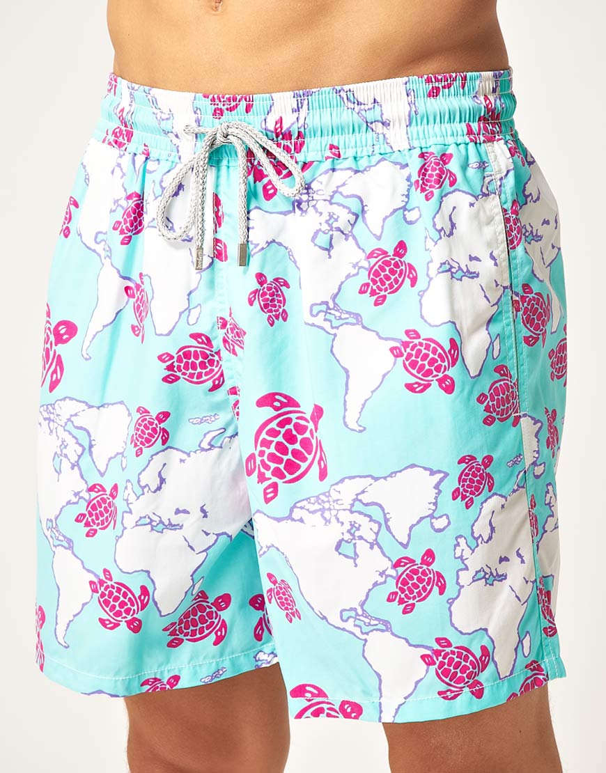 Vilebrequin World Map Turtle Swim Shorts In Blue For Men Lyst