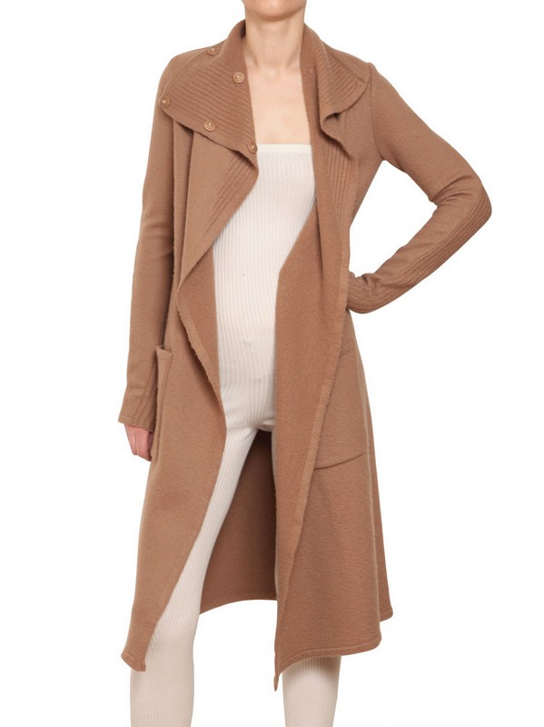 Lyst - Gentry Portofino Double Button Cashmere Knit Coat in Brown