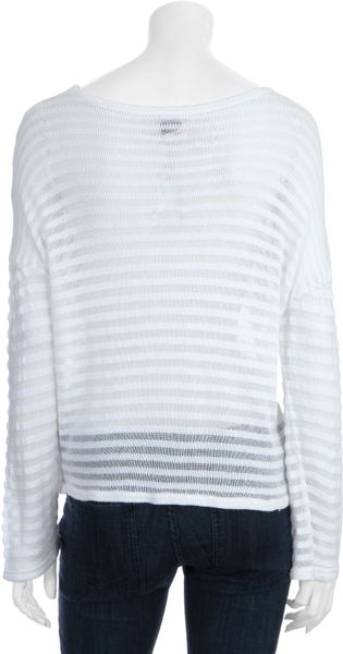 Nsf Clothing Sheer Stripe Sweater in White (ivory) | Lyst