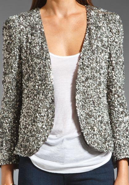 Parker Cluster Beaded Jacket in Silver | Lyst