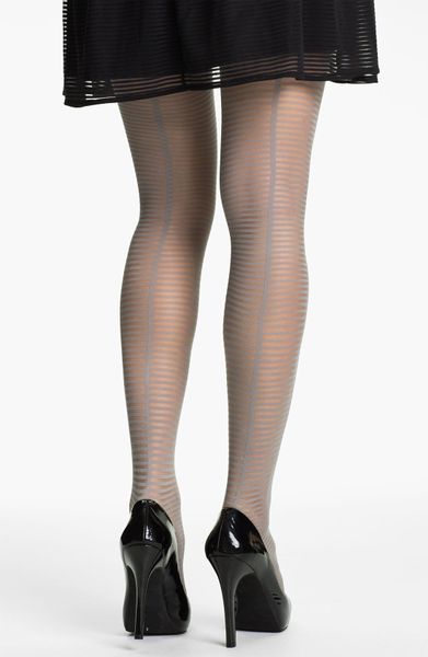 Kate Spade Sheer Stripe Pantyhose in Gray (lovely grey) | Lyst