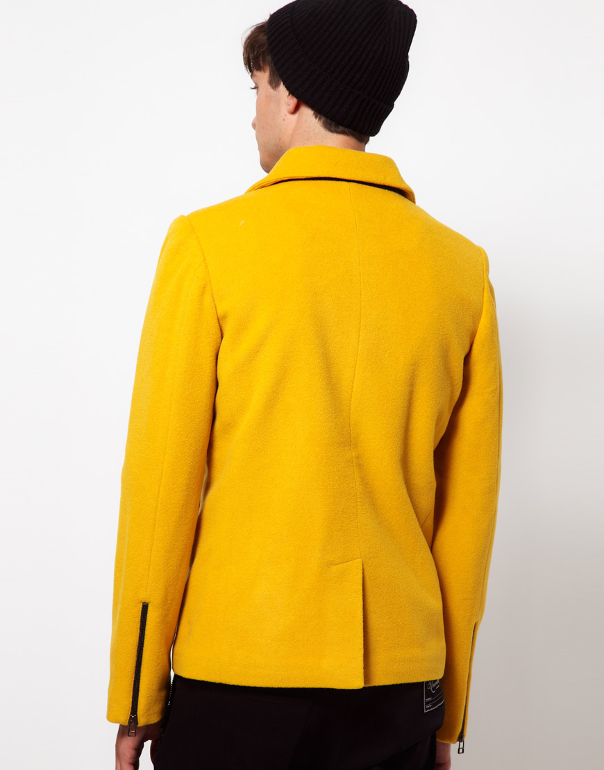 Unconditional Pea Coat in Yellow for Men | Lyst