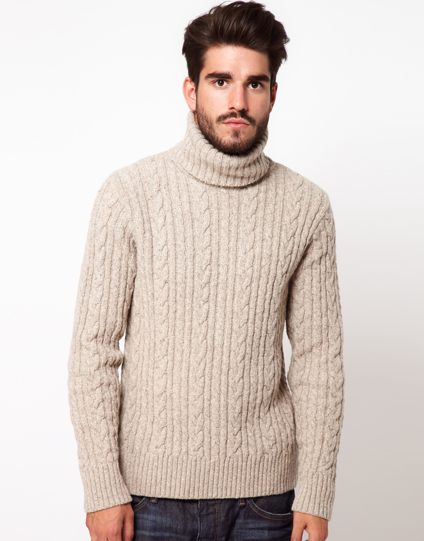 Lyst - Edwin Cable Knit with Roll Neck in Natural for Men