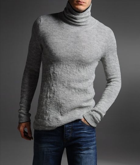 Emporio Armani Textured Turtleneck in Gray for Men (grey) | Lyst