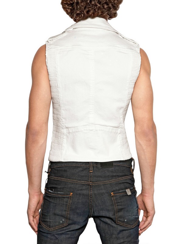 Lyst - Dsquared² Dyed Bull Cotton Chiodo Vest in White for Men