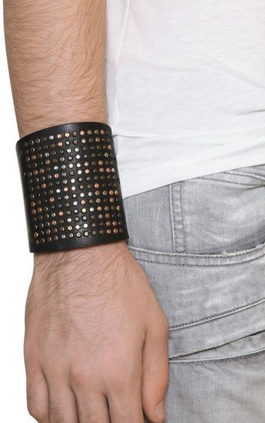 Balmain Studded Leather Bracelet in Black for Men | Lyst