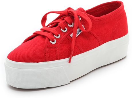 Superga Platform Sneakers in Red | Lyst