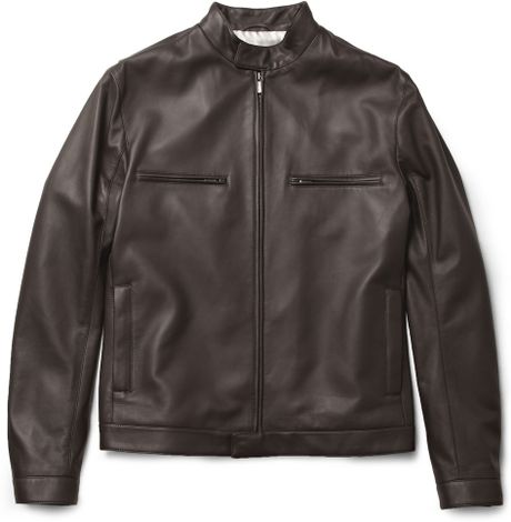 Loro Piana Leather Bomber Jacket in Brown for Men | Lyst