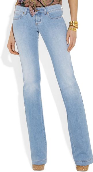 Gucci Floral-Embroidered Midrise Flared Jeans in Blue (floral) | Lyst