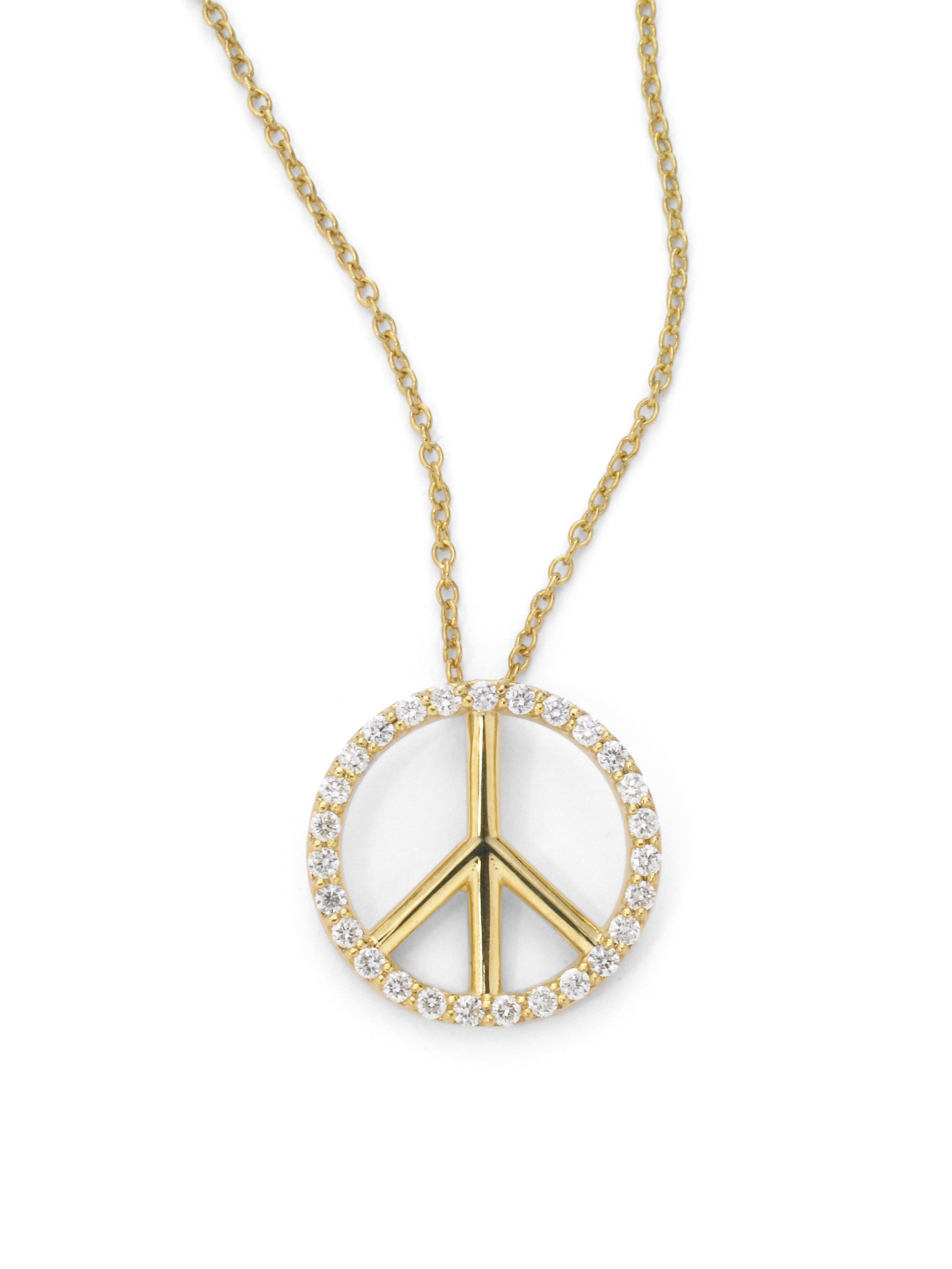 Kc designs Diamond Large Peace Sign Pendant Necklace in Metallic | Lyst