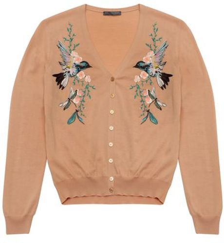 Alexander McQueen Orange Blush Hummingbird Embroidered Cardigan ...