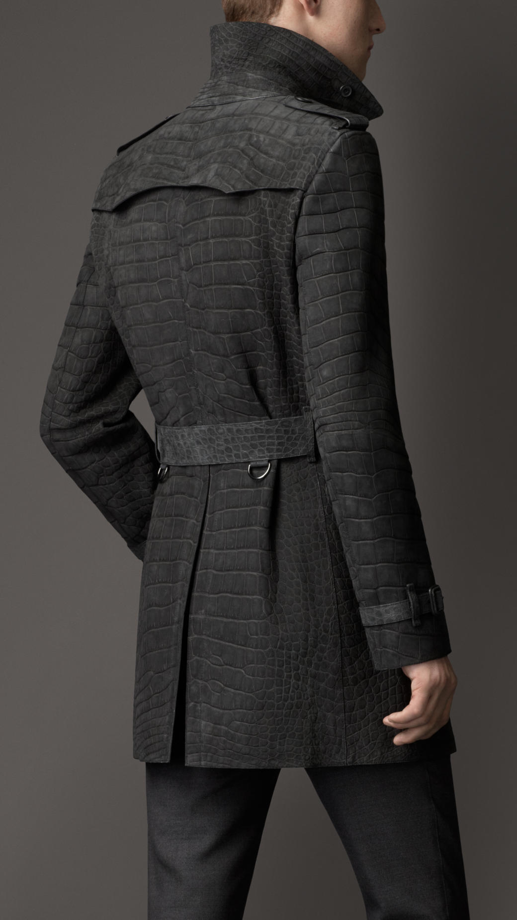 Lyst - Burberry Midlength Alligator Leather Trench Coat in Gray for Men Lyst - Burberry Midlength Alligator Leather Trench Coat in Gray for Men