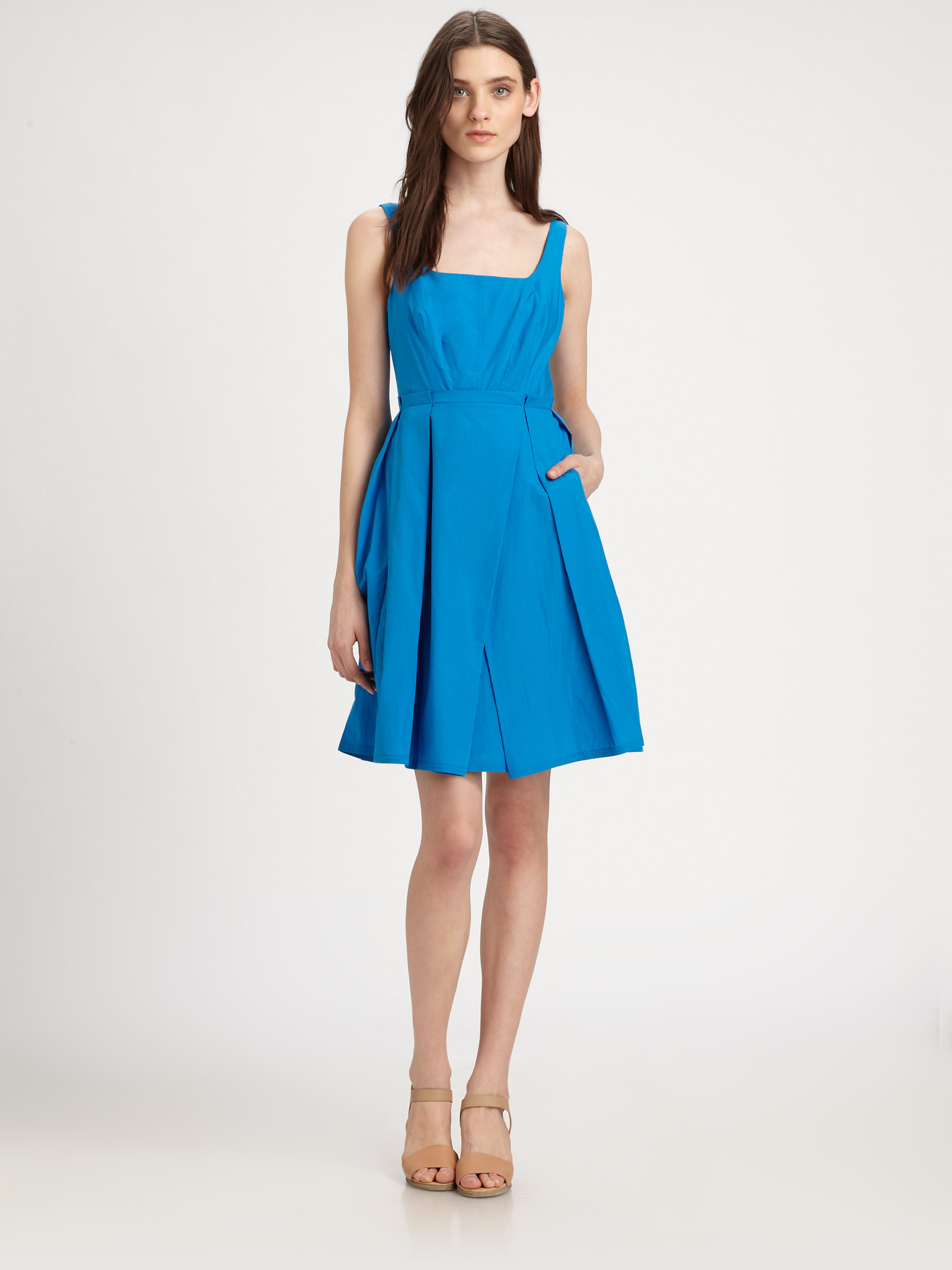 Lyst - Marc By Marc Jacobs Justine Pleated Cotton Dress in Blue