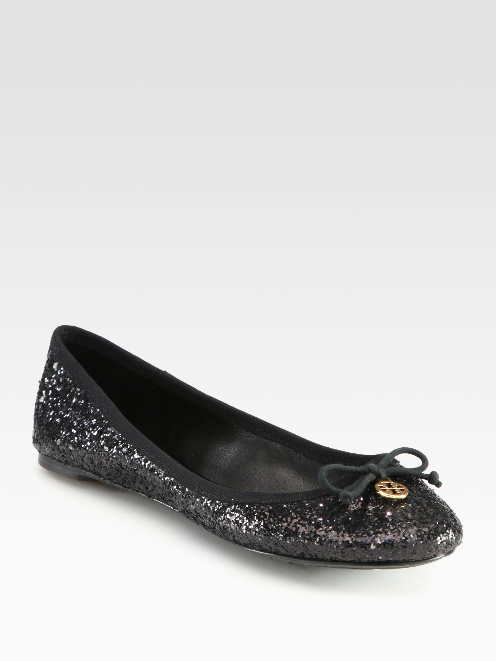 Tory burch Chelsea Glitter Ballet Flats in Black | Lyst