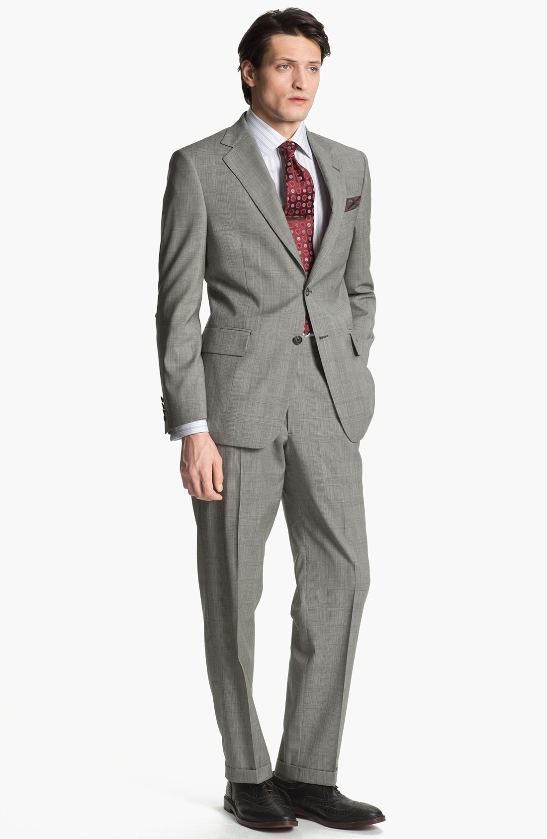 Joseph Abboud Signature Silver Wool Suit in Silver for Men (black ...