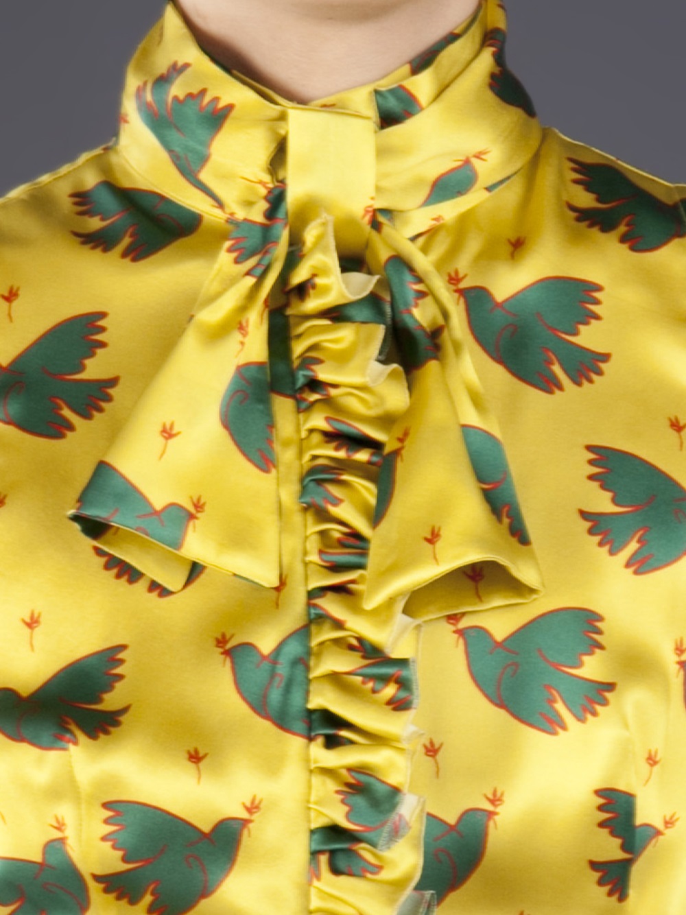Lyst Lwren Scott Ruffled Print Blouse In Yellow