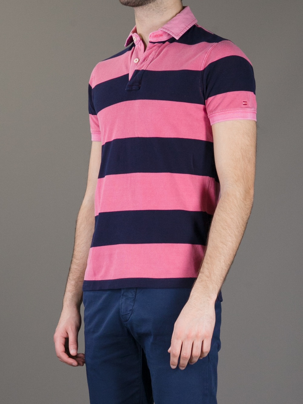 Tommy Hilfiger Striped Polo Shirt In Pink For Men Lyst