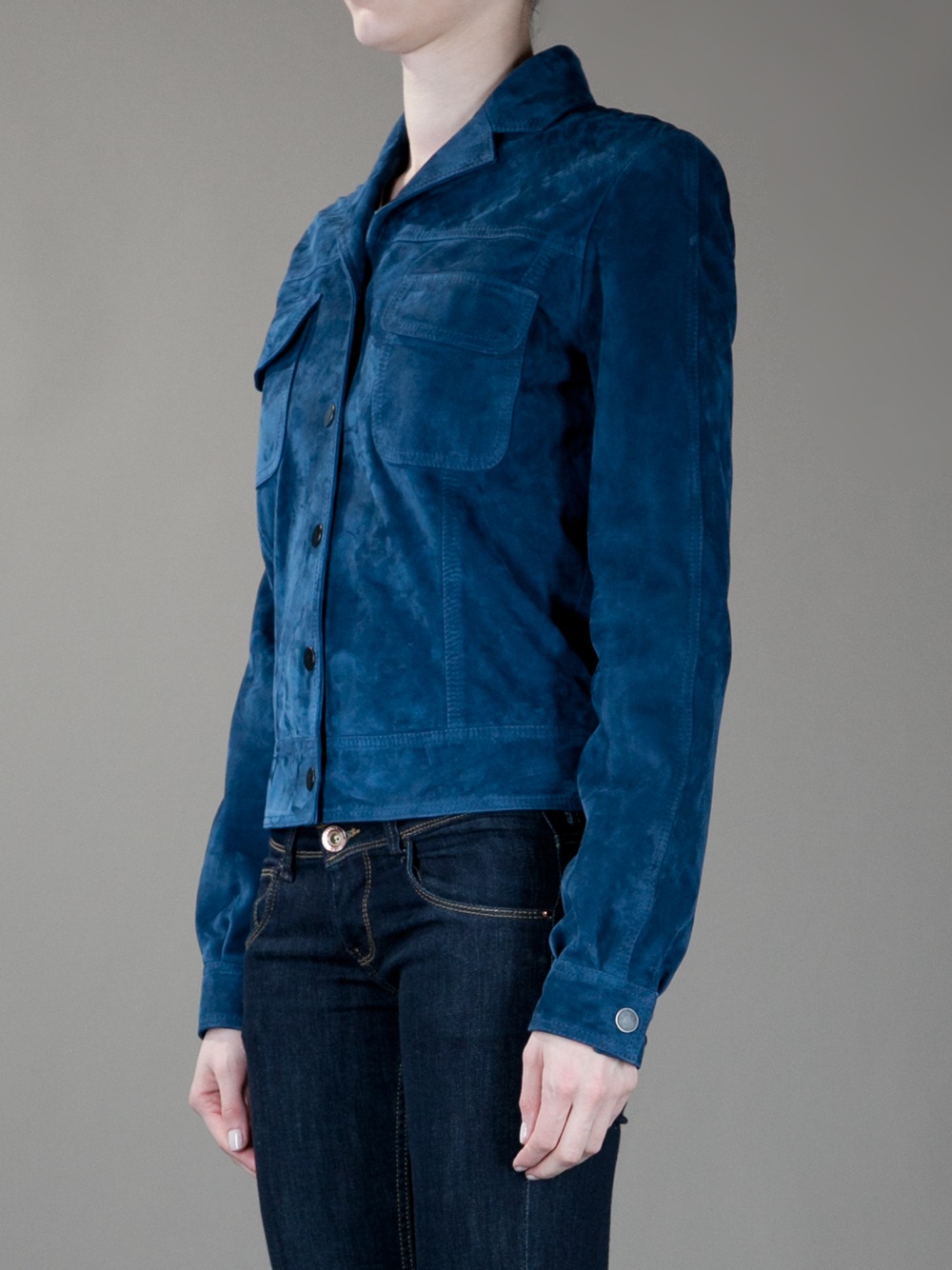 JOSEPH Suede Jacket in Blue - Lyst