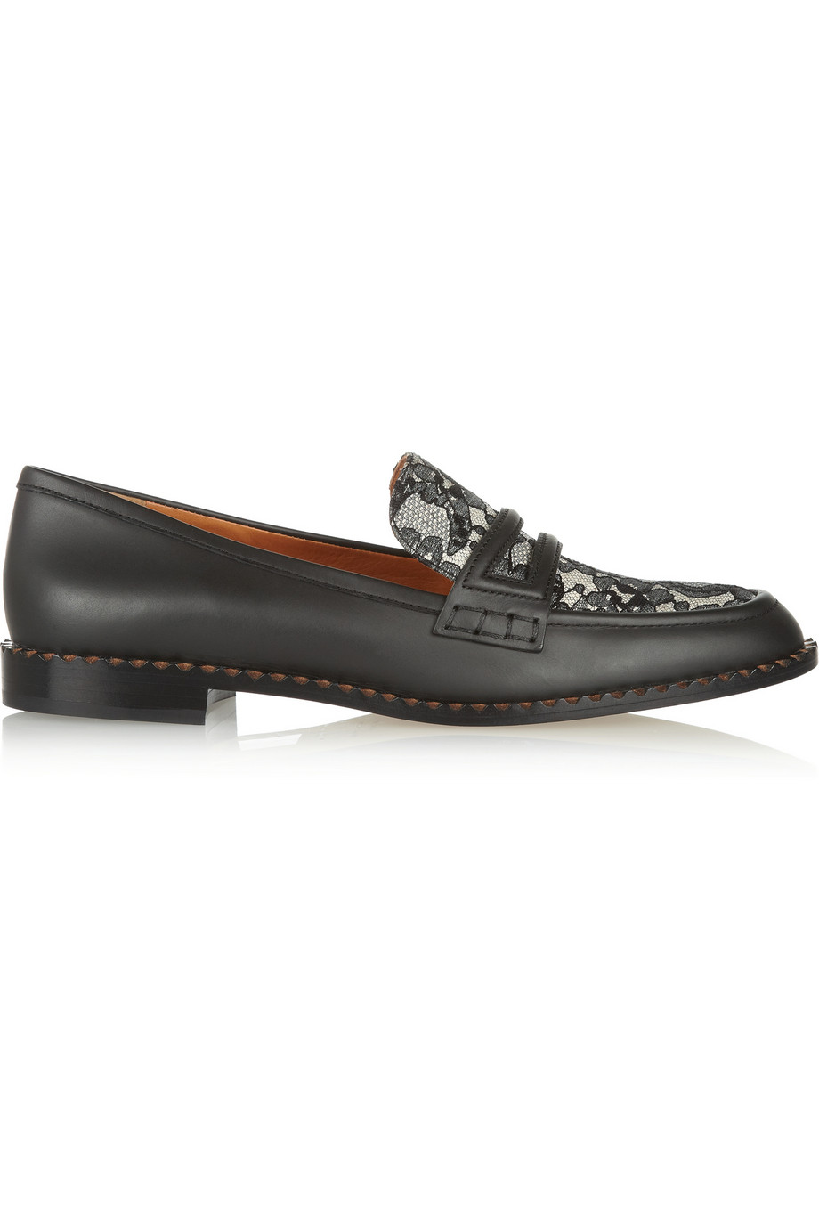 Marc By Marc Jacobs Lace Paneled Leather Loafers in Black - Lyst