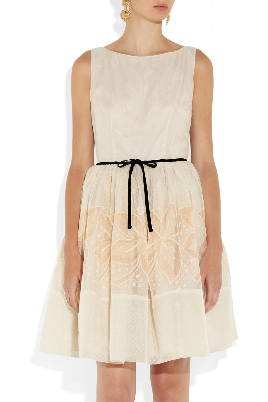 Lyst Red Valentino Embroidered Silk Mini Dress In White