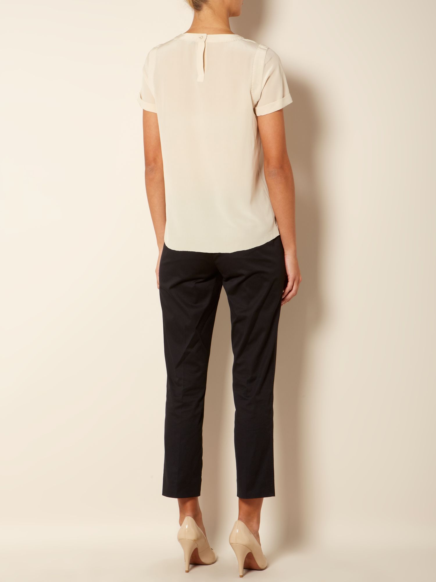 Weekend by maxmara Ocarina Short Sleeve Silk Ruffle Top in Natural | Lyst