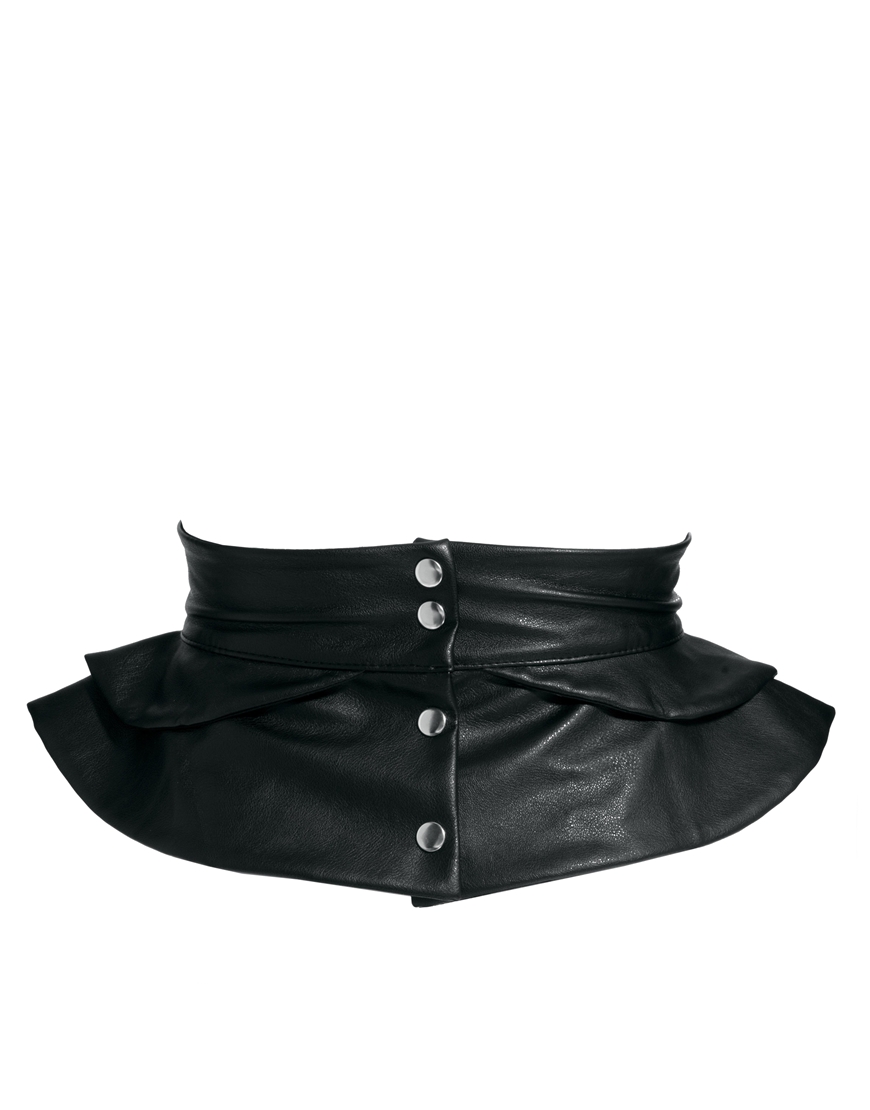 Lyst Asos Peplum Plate Detail Waist Belt In Black