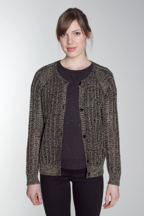 A.p.c. Raglan Crochet Cardigan in Gray (Black) | Lyst