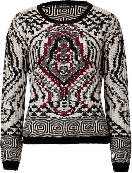 Antik Batik Wool Blend Intarsia Knit Pullover in Multicolor (black) | Lyst
