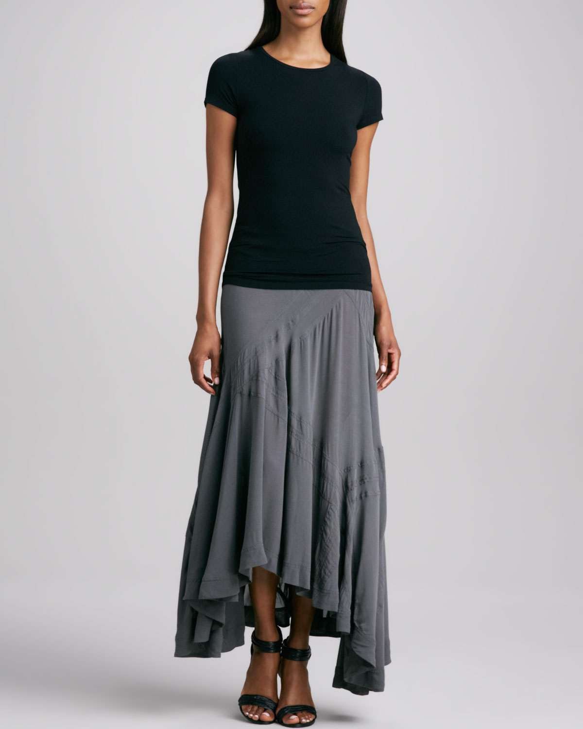Donna Karan New York Sheer Bias Maxi Skirt in Black (PEWTER) | Lyst