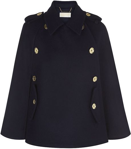 Michael Michael Kors Gold Button Cape in Black (gold) | Lyst