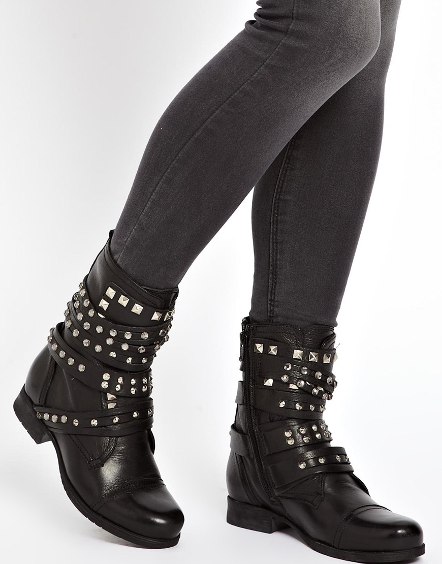 ASOS Aldo Hildreth Strap Stud Boots in Black - Lyst