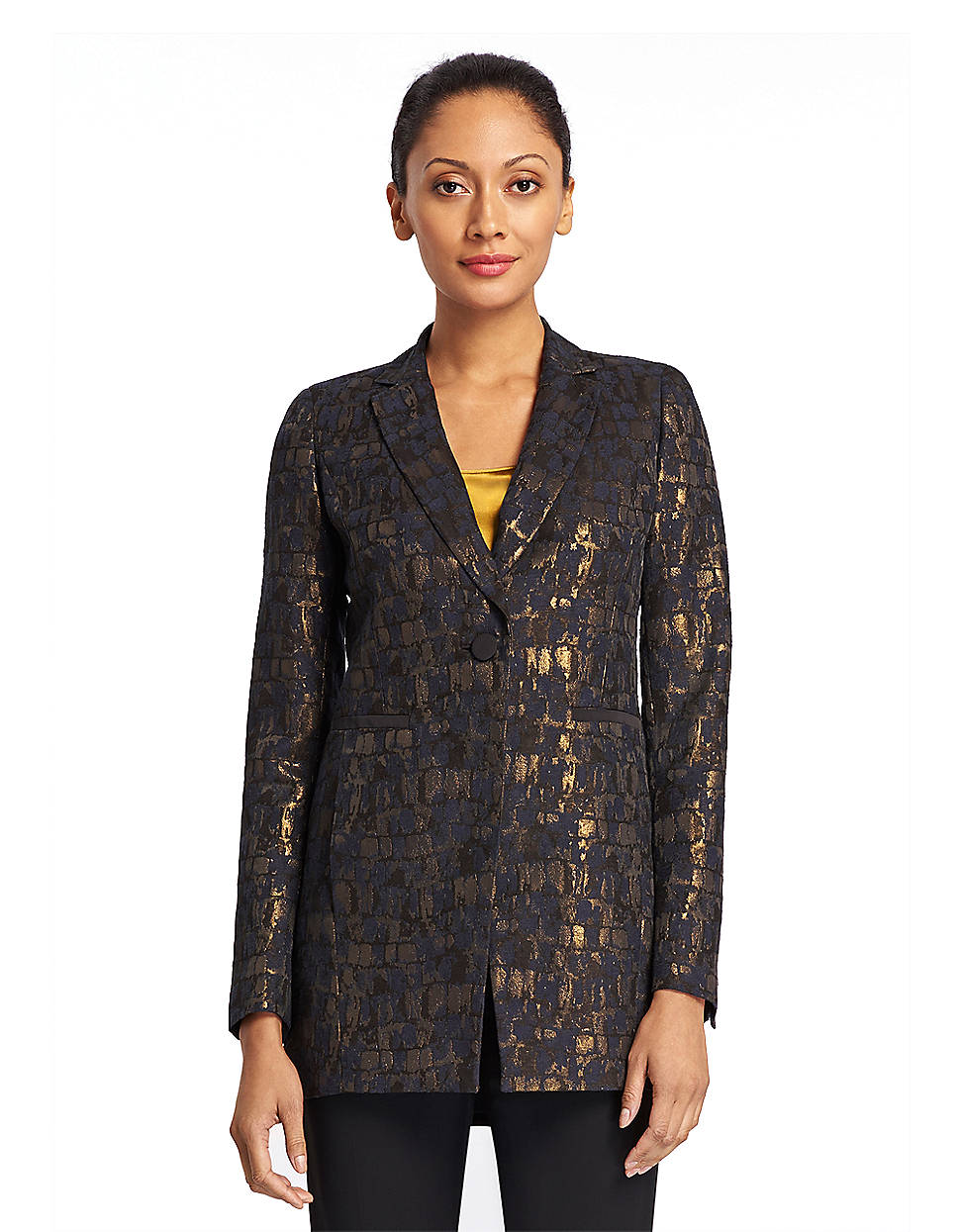 Lafayette 148 New York Longsleeve Metallic Jacket in Blue | Lyst