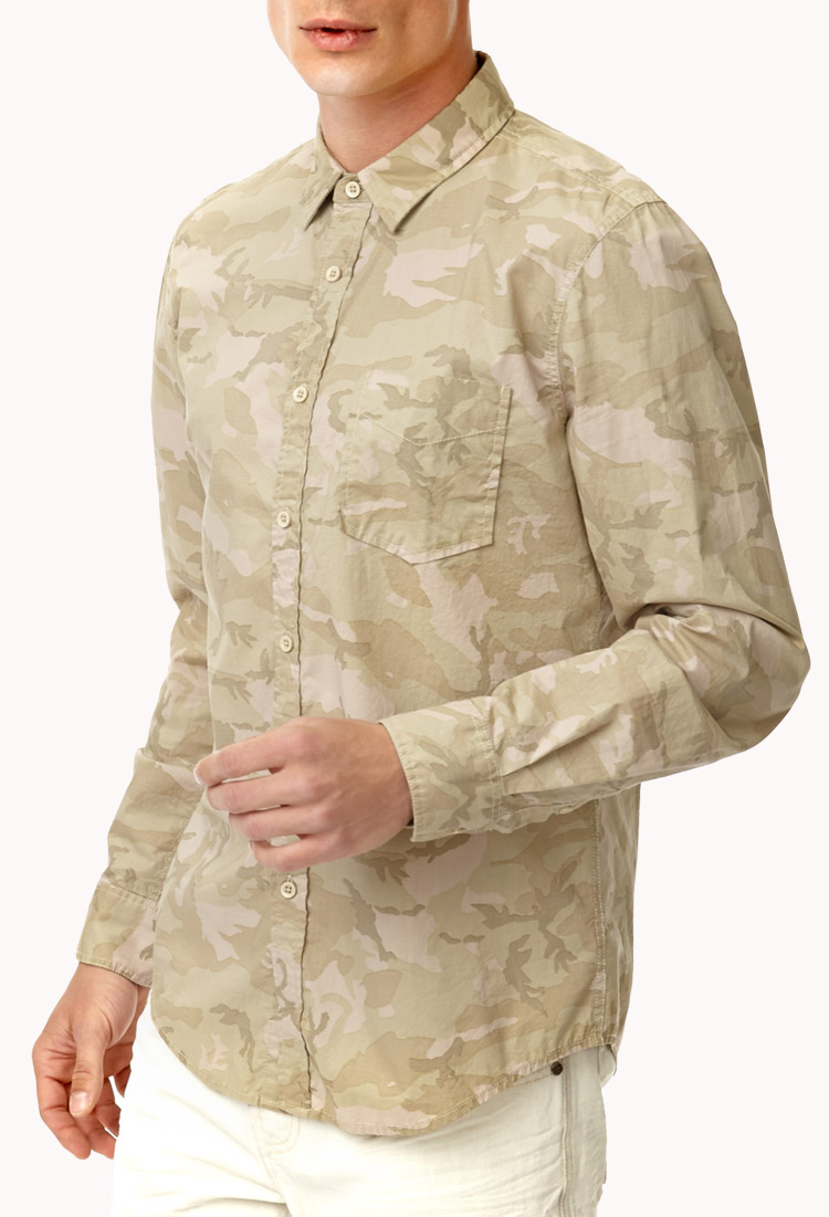 Lyst - Forever 21 Slim Fit Desert Camo Shirt in Brown for Men