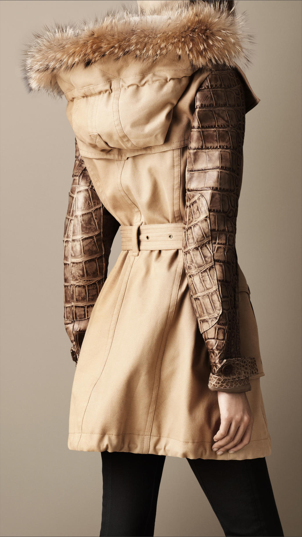 Burberry Alligator Sleeve Fur Trim Parka in Natural - Lyst Burberry Alligator Sleeve Fur Trim Parka in Natural - Lyst