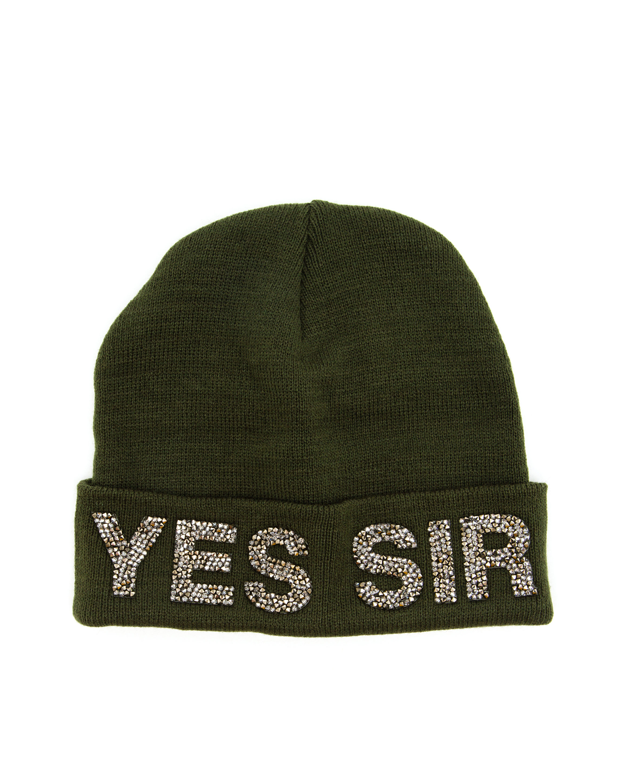 Filles A Papa Embellished Yes Sir Beanie Hat in Green (khaki) | Lyst