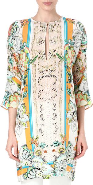 Roberto Cavalli Floral Silk Kaftan in Orange | Lyst