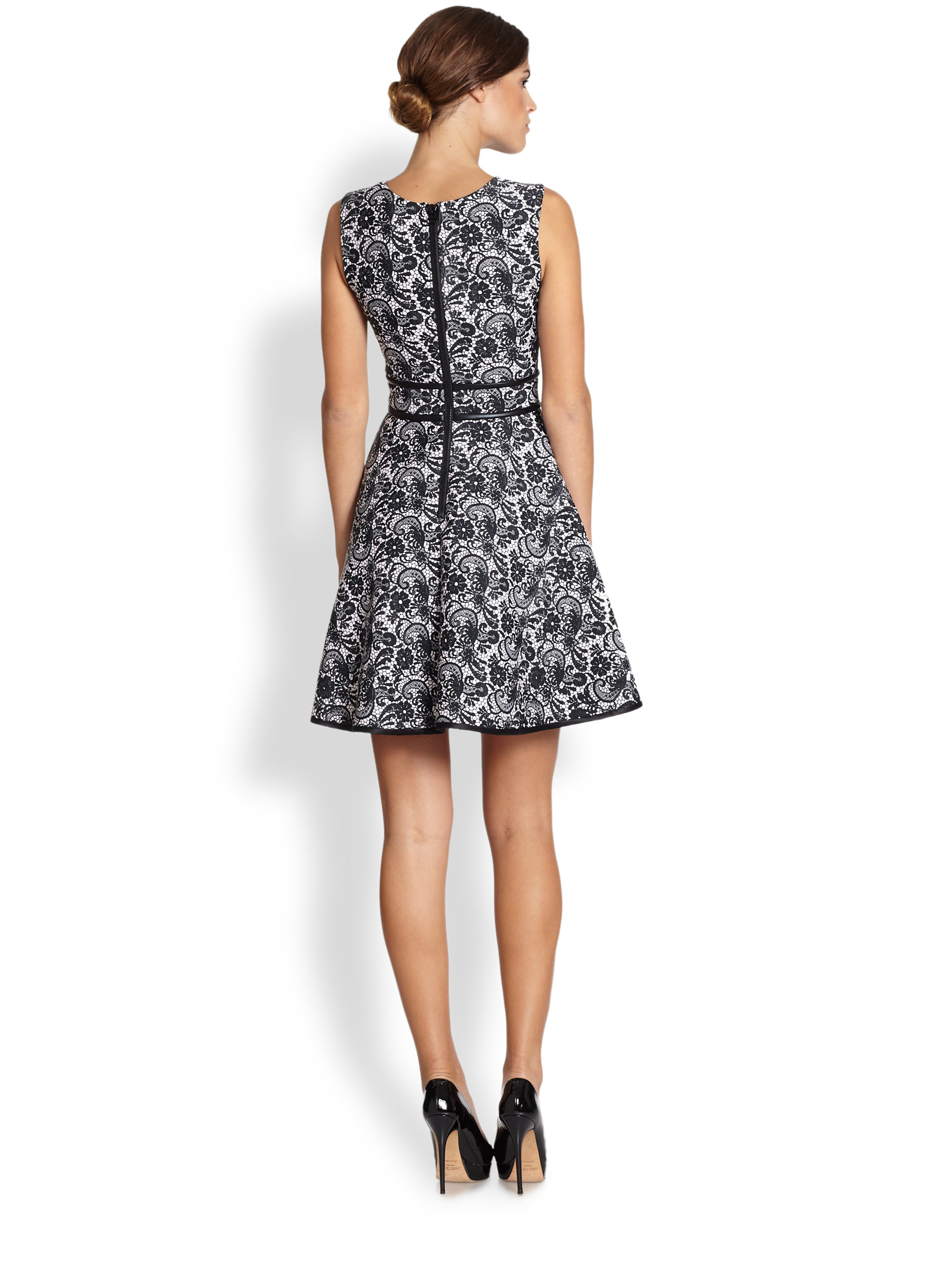 Lyst - Cynthia Rowley Lace Print Sleeveless Dress in Black