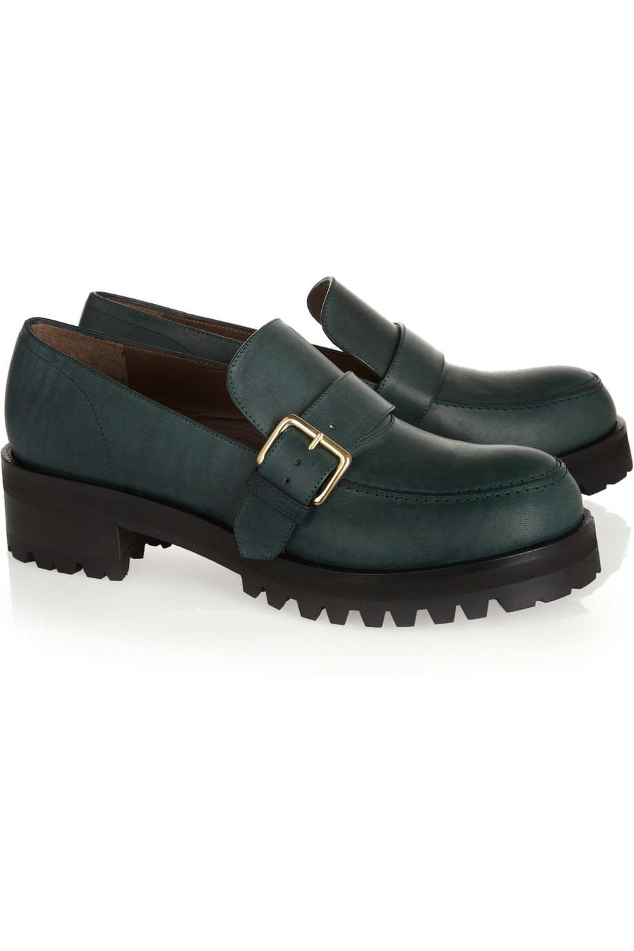 Marni Leather Loafers in Green (Emerald) | Lyst