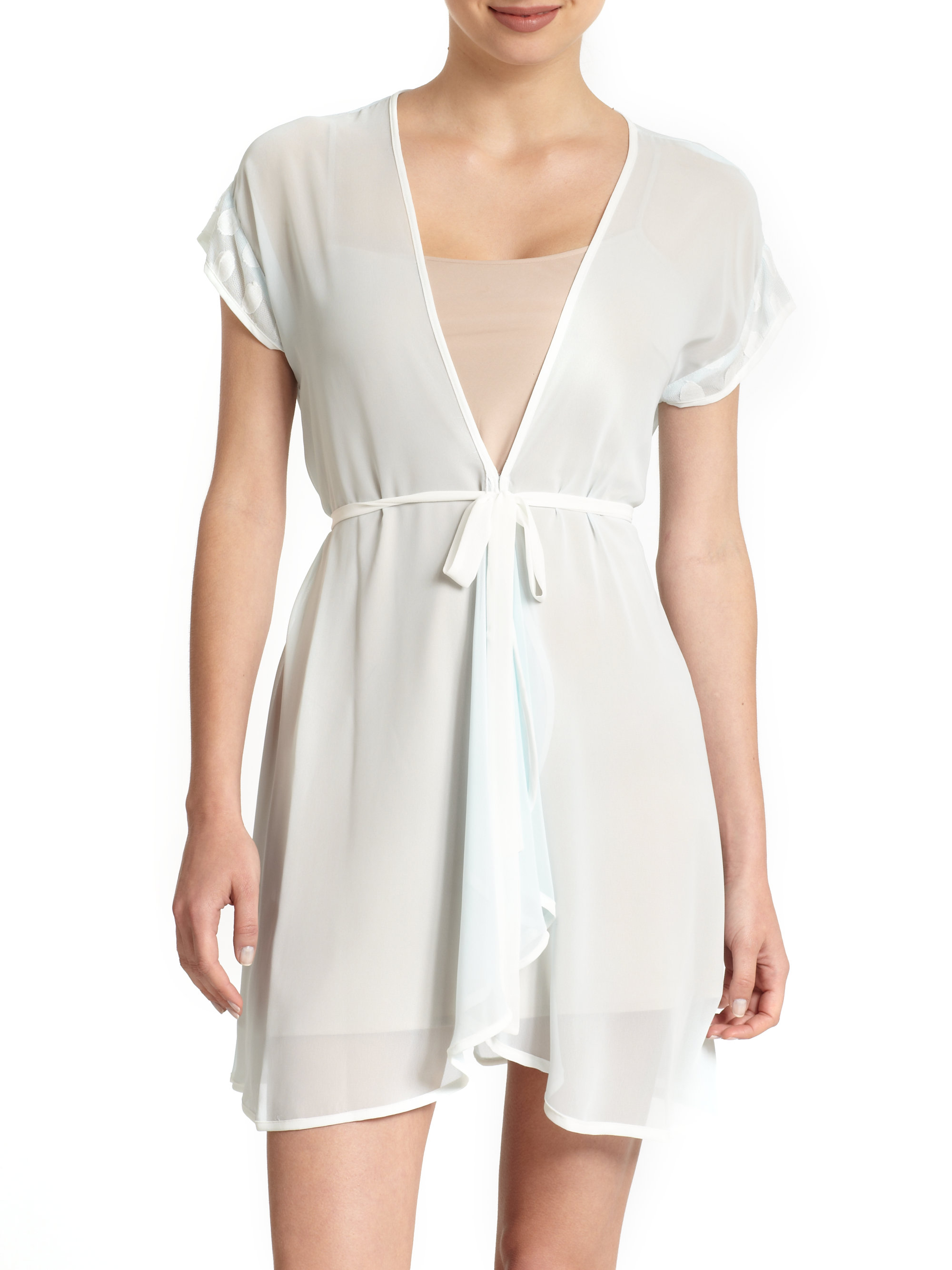Lyst Oscar De La Renta Sweet Dots Sheer Robe In White