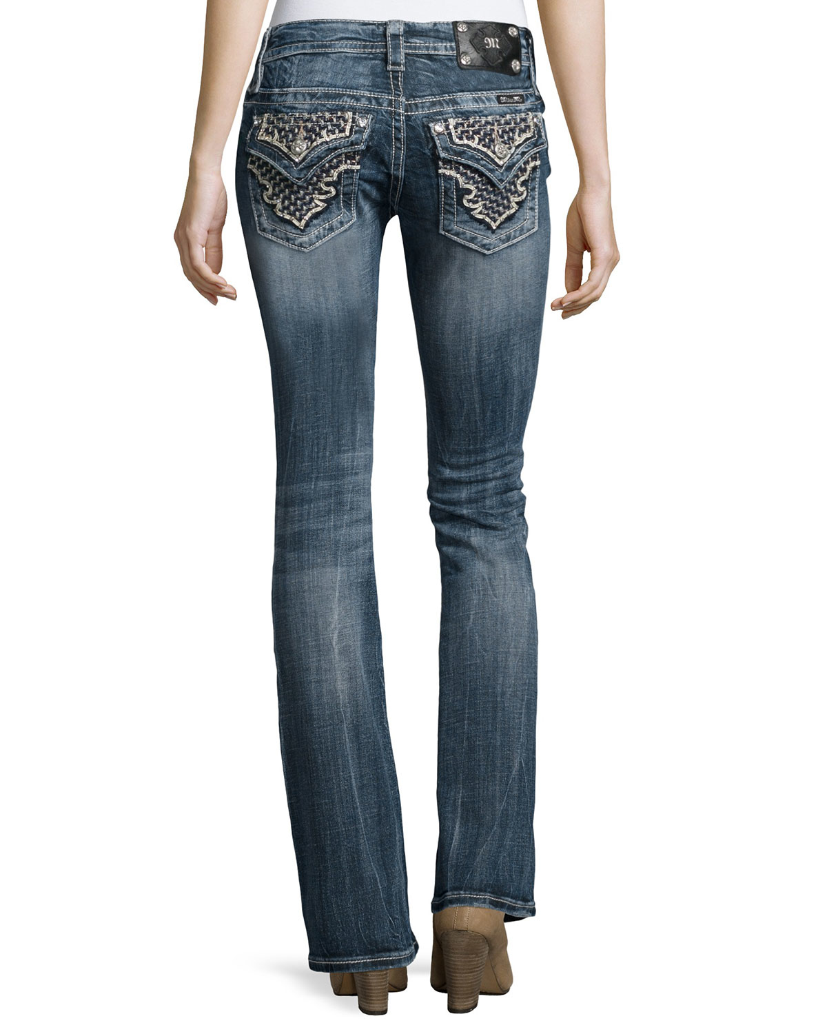 Miss Me Boot cut Embellished Flap pocket Jeans In Blue Lyst Miss Me Boot cut Embellished Flap pocket Jeans In Blue Lyst
