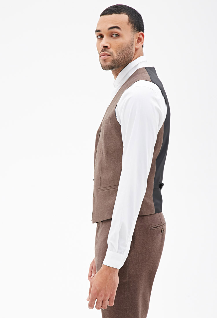 Lyst - Forever 21 Satin-back Suit Vest in Brown for Men