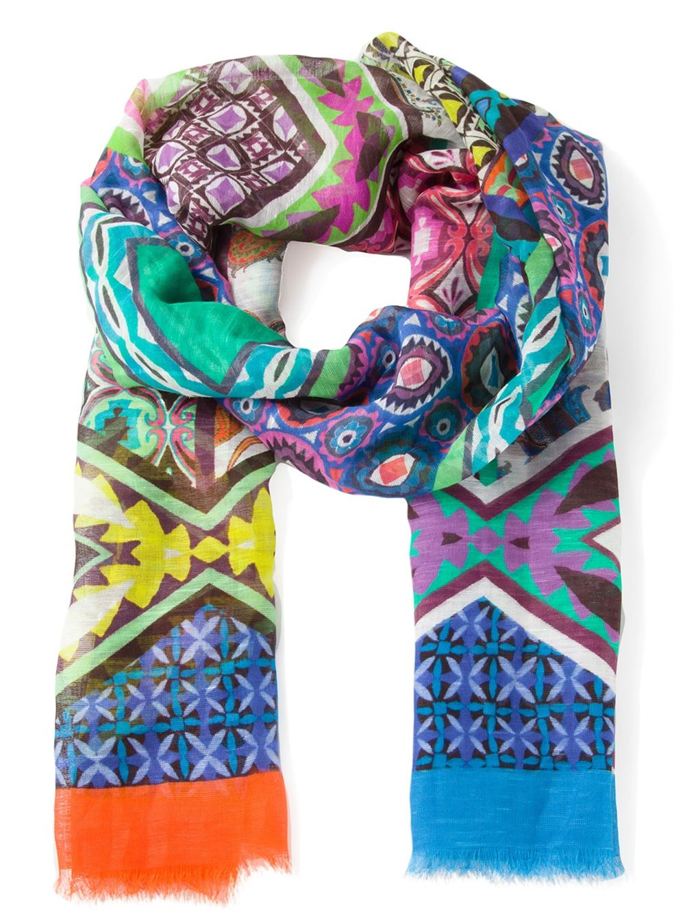 Etro Geometric Print Scarf in Blue for Men | Lyst