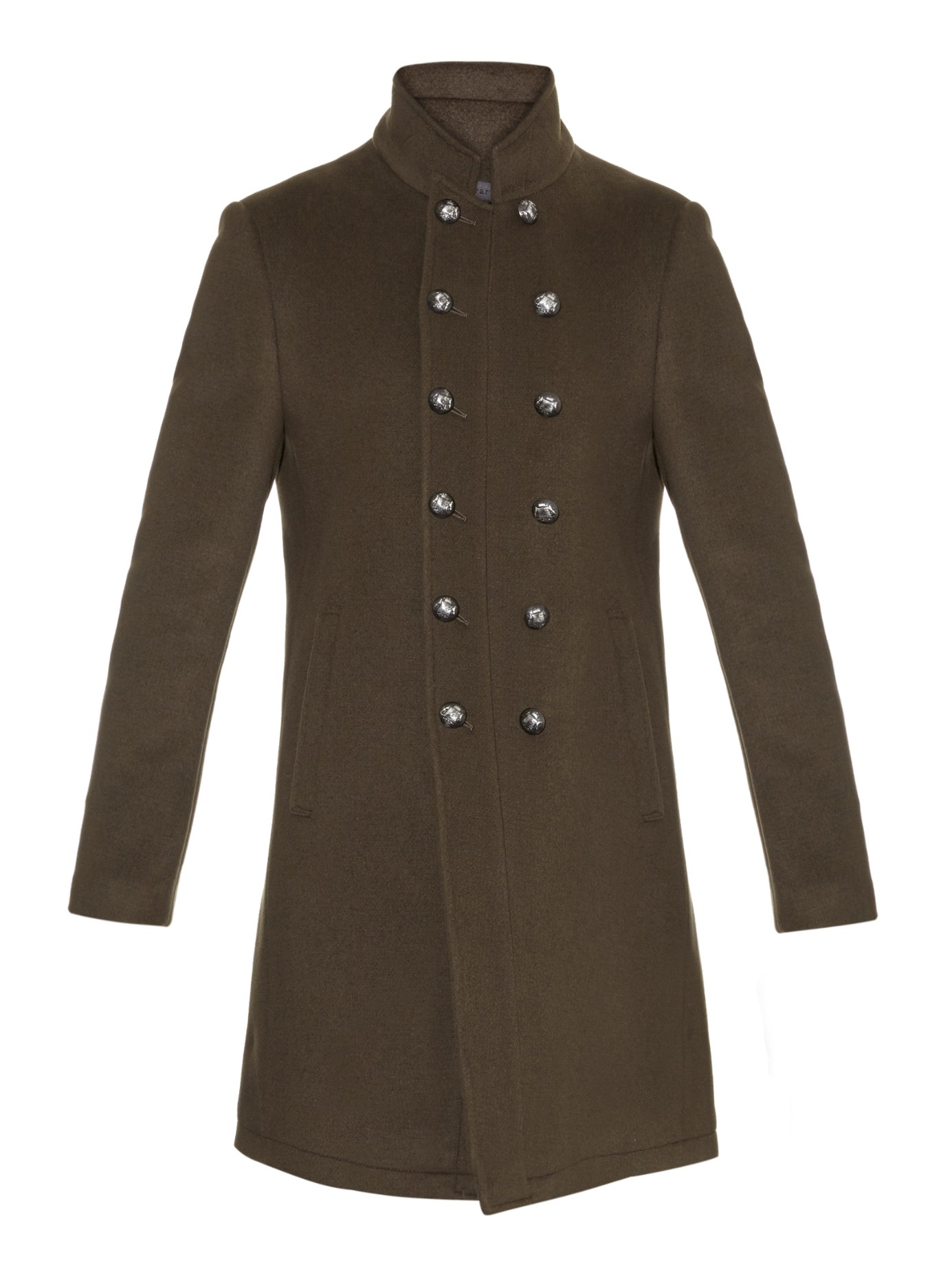 John Varvatos Peak Lapel Wool Blend Coat In Natural For Men Lyst