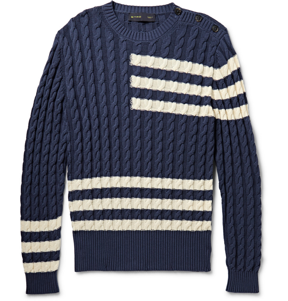 Lyst - Etro Striped Cable-Knit Cotton And Cashmere-Blend Sweater in ...
