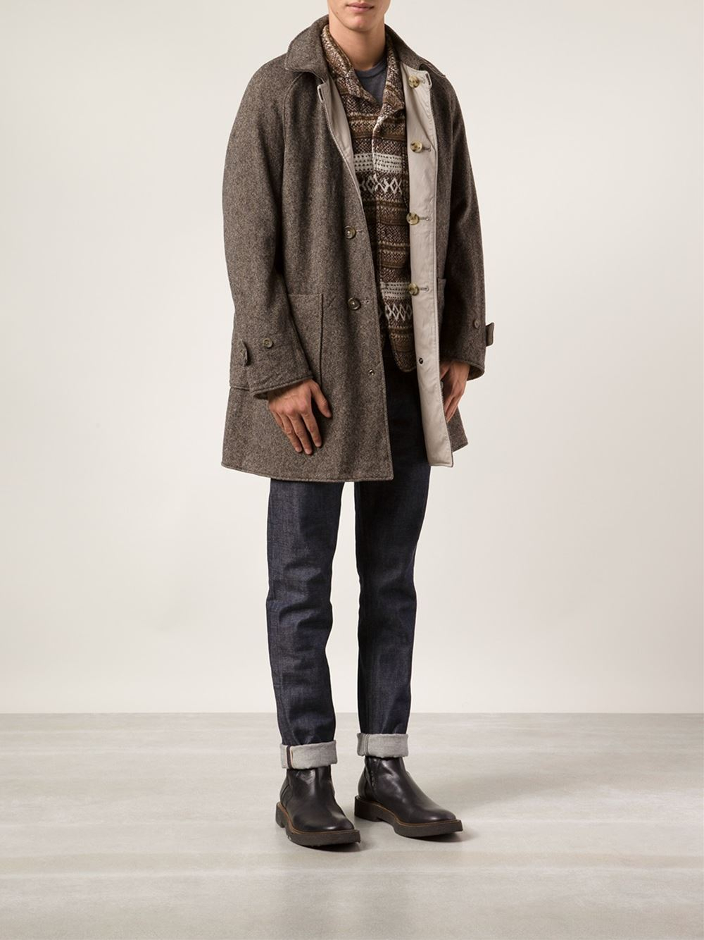 Lyst - Engineered Garments Long Coat in Brown for Men